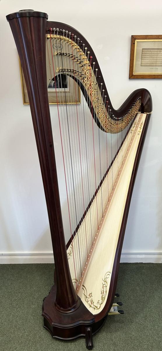 Salvi Aurora 47 Pedal Harp: Walnut Decorated - in Stock P23374