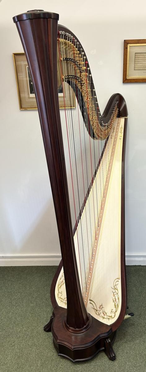 Salvi Aurora 47 Pedal Harp: Walnut Decorated - in Stock P23374