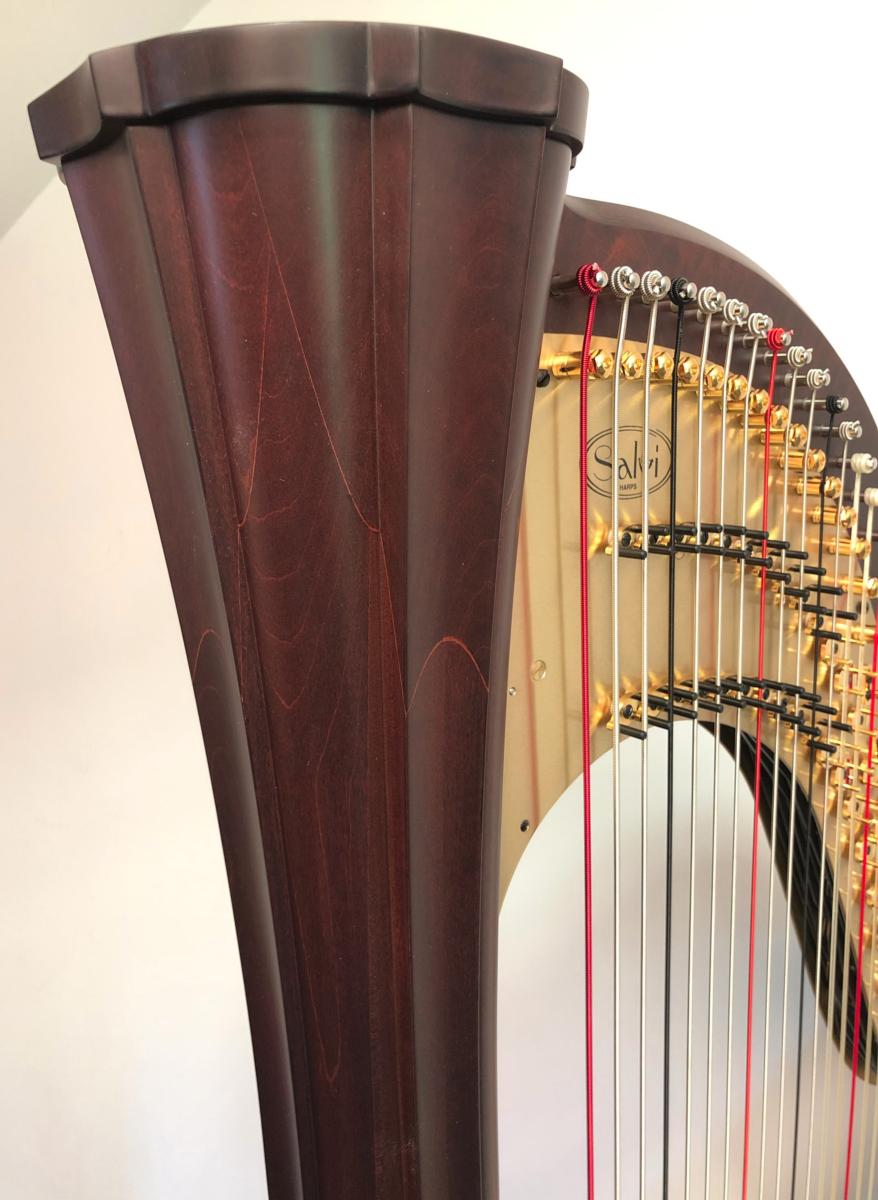 Aurora 47 Pedal Harp - Walnut Polish Decorated - P21766 - In Stock